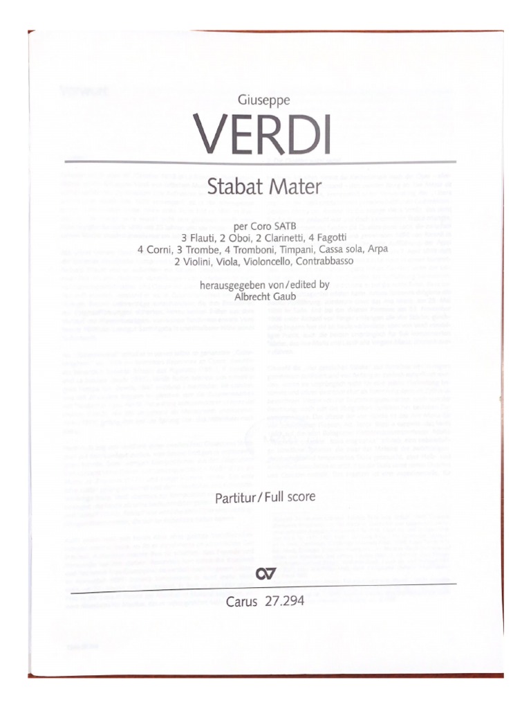 Verdi Stabat Mater (Full Score) | PDF