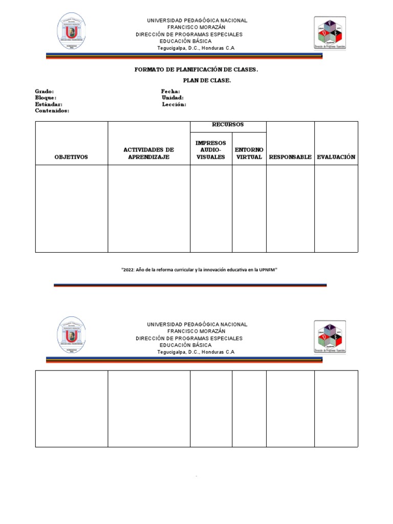 Formato de Plan de Clase. | PDF