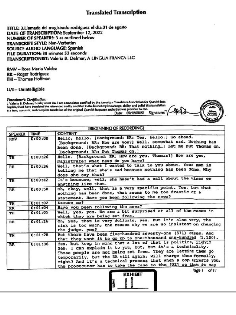 Transcription Roger Rodriguez, Thomas Hoffman, Rosa Maria Valdez | PDF