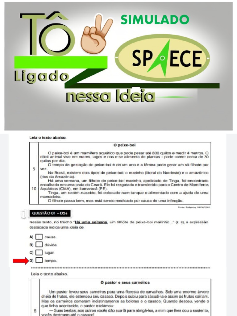 Simulado Spaece 2022 | PDF