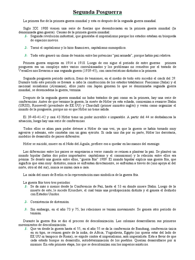 Segunda Posguerra y Guerra Fría | PDF | Segunda Guerra Mundial | Guerra ...
