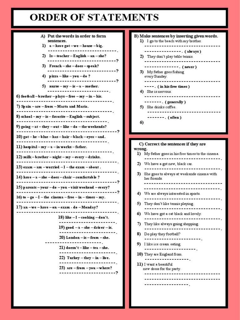 Order of Statements - 19230 | PDF