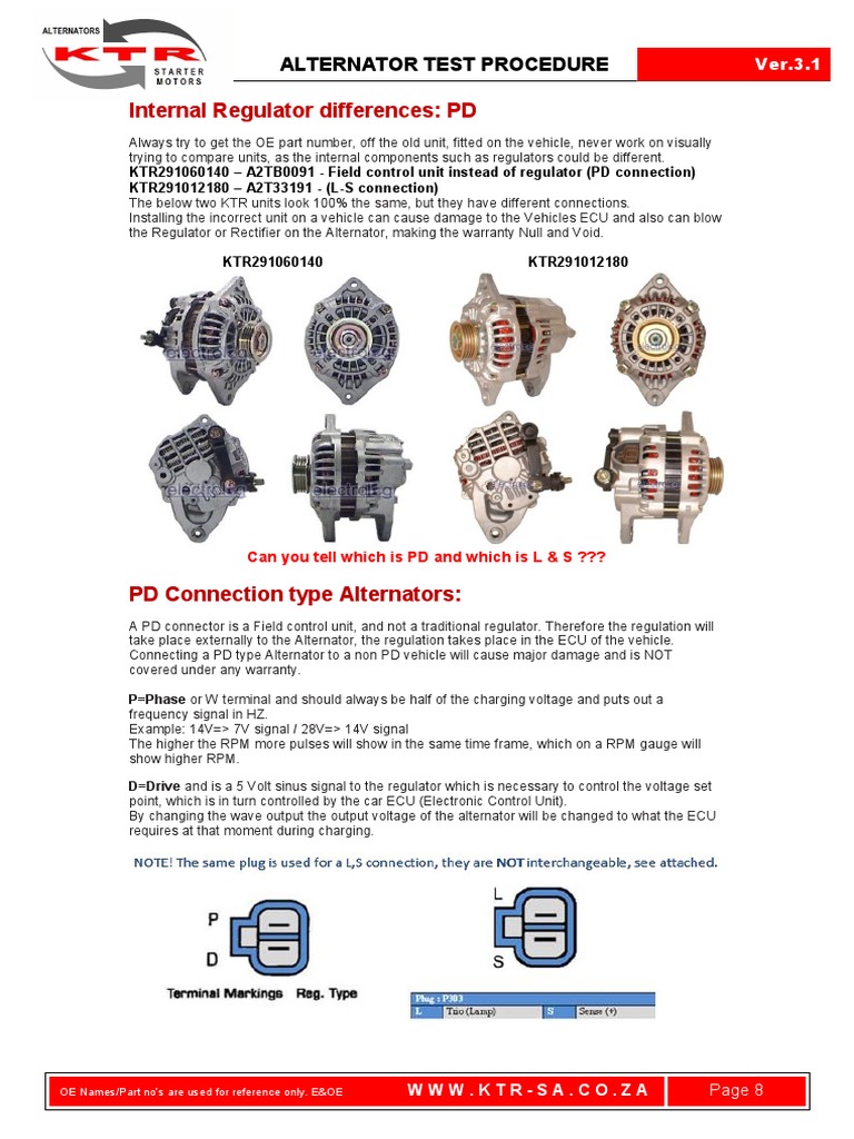 KTR PD Type Alternator Connection | PDF