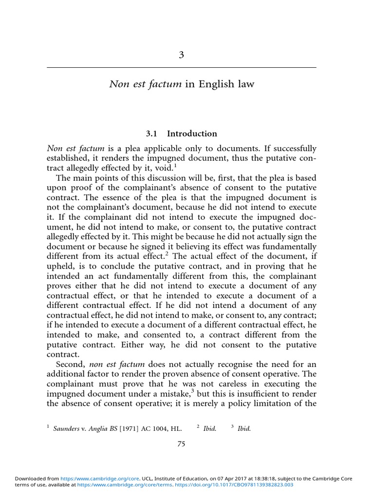 Non Est Factum in English Law2 | PDF | Negligence | Burden Of Proof (Law)