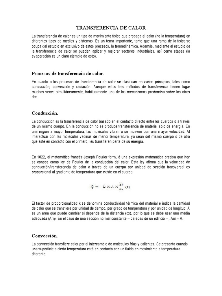 Tipos de Transferencia de Calor | PDF | Transferencia de calor ...