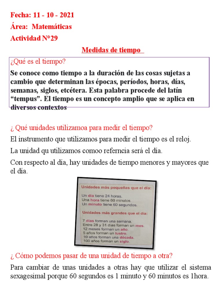 Medidas de Tiempo | PDF
