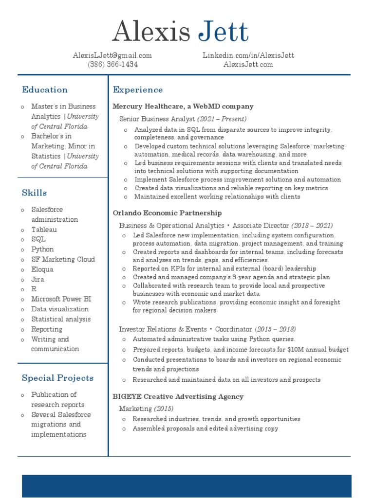 Alexis Jett Resume October 2022 | PDF | Analytics | Information Management