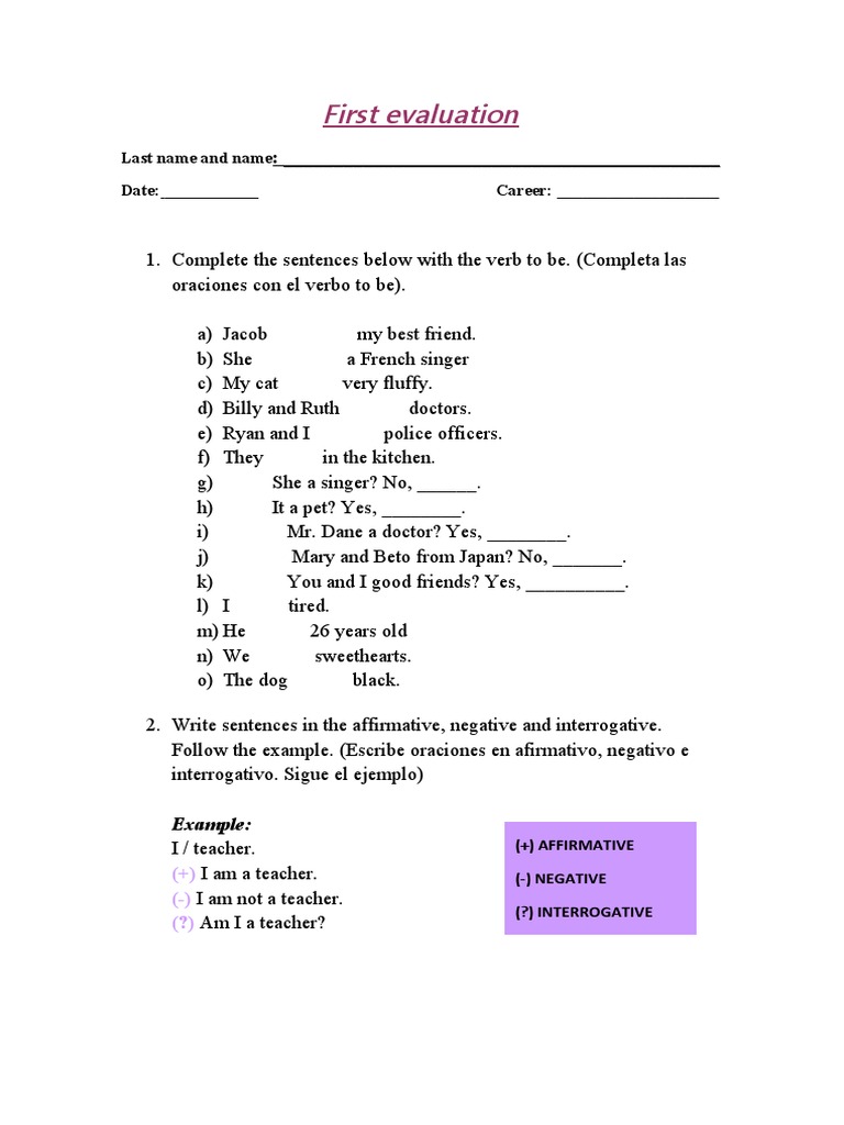 English Verb Exercises Evaluation | PDF | Semantic Units | Cognitive ...