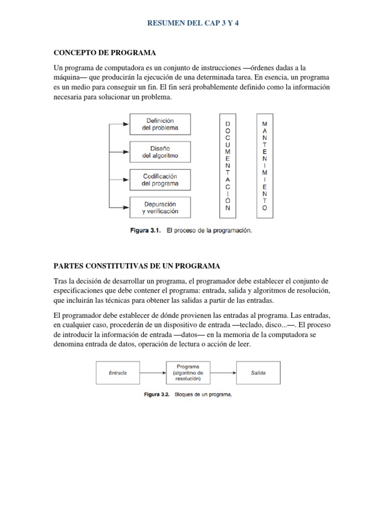 RESUMEN DEL CAP 3 Y 4 de Algoritmos | PDF | Programación | Programa de computadora