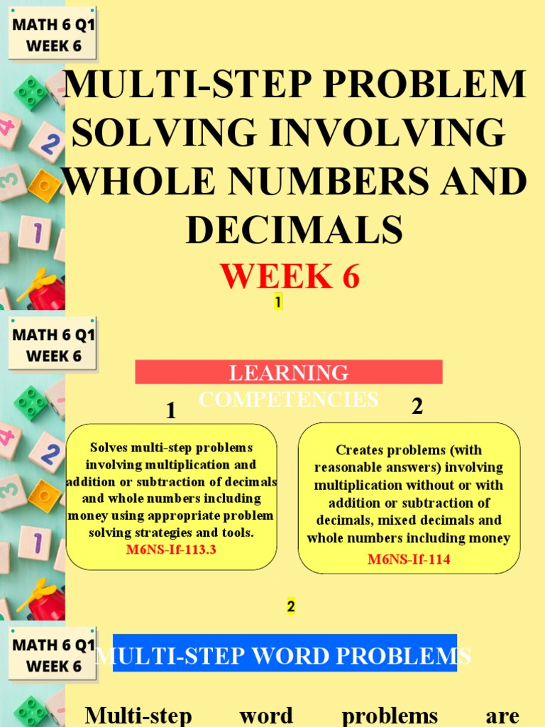 Math 6 - q1 - w6 - Multi-Step Problem Solving Involving Word Problem | PDF | Subtraction ...