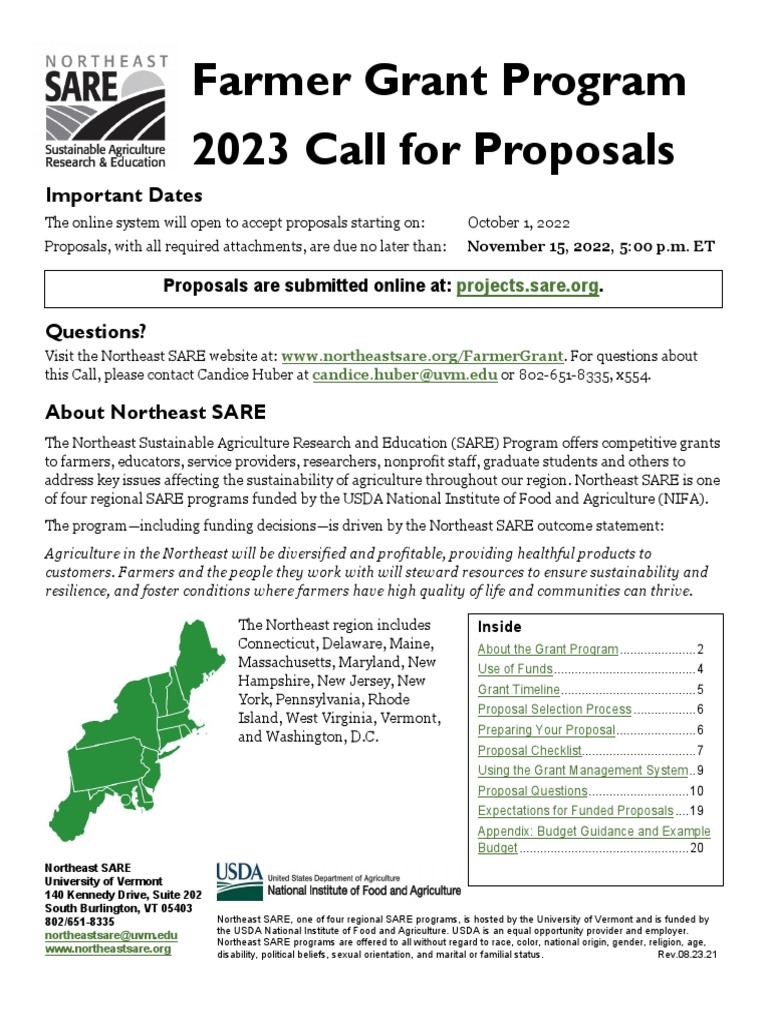 Northeast SARE Farmer Grant Call For Proposals | PDF | Business