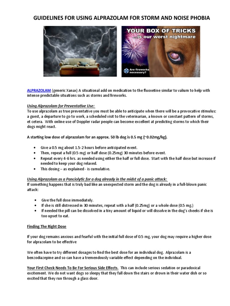 Alprazolam Dosage Guidelines for Dogs | PDF | Benzodiazepine | Clinical ...
