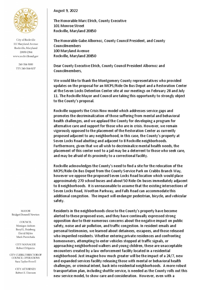 Final Restoration Center and Bus Depot Letter To County 080922 | PDF ...