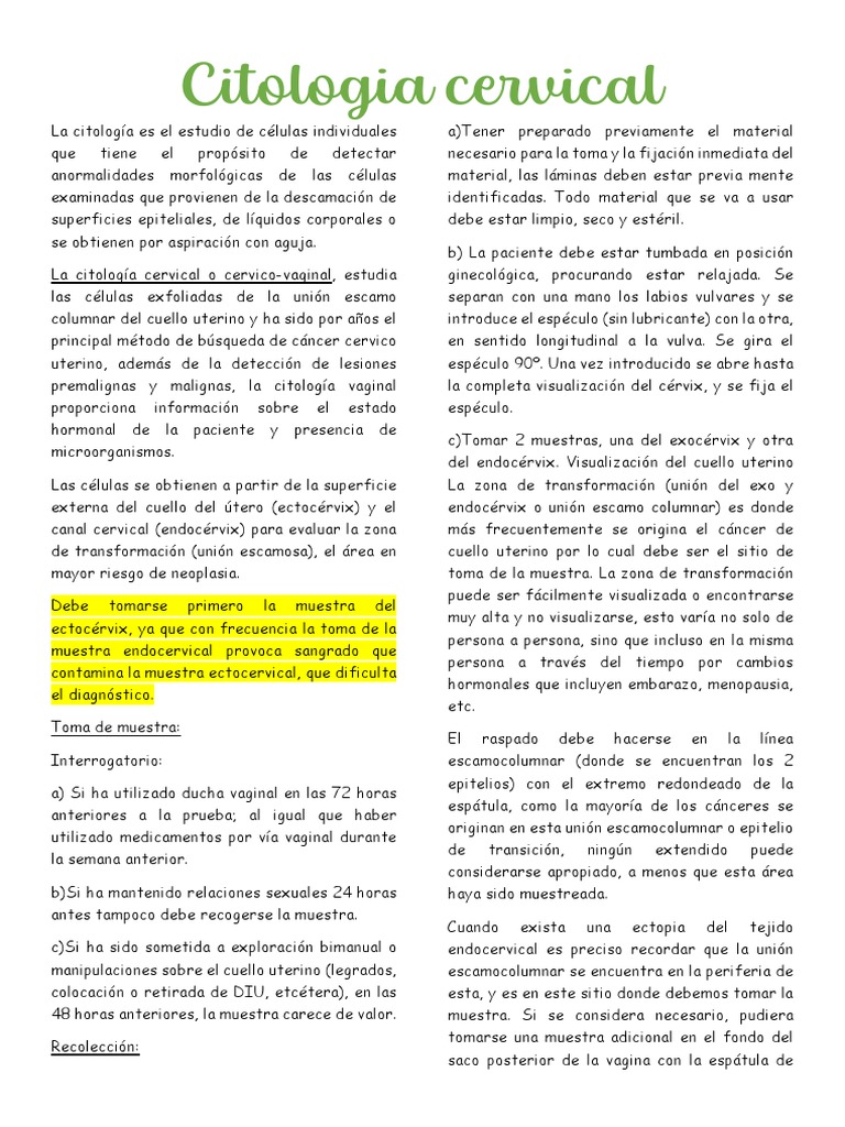 Citologia Cervical | PDF | Cáncer de mama | Vagina