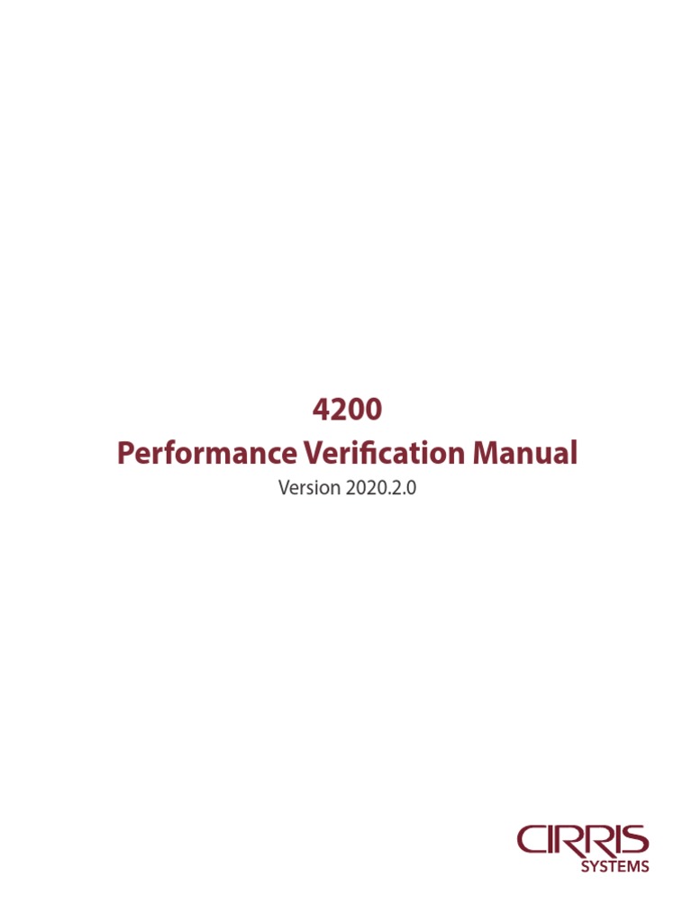 4200 Performance Verification Manual 2020.2.0 | PDF | Calibration ...