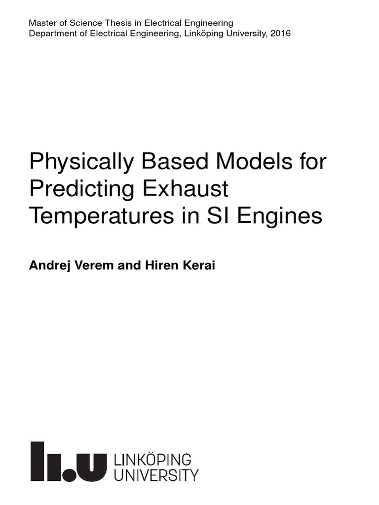 Physically Based Models For Predicting Exhaust Temperatures in SI ...