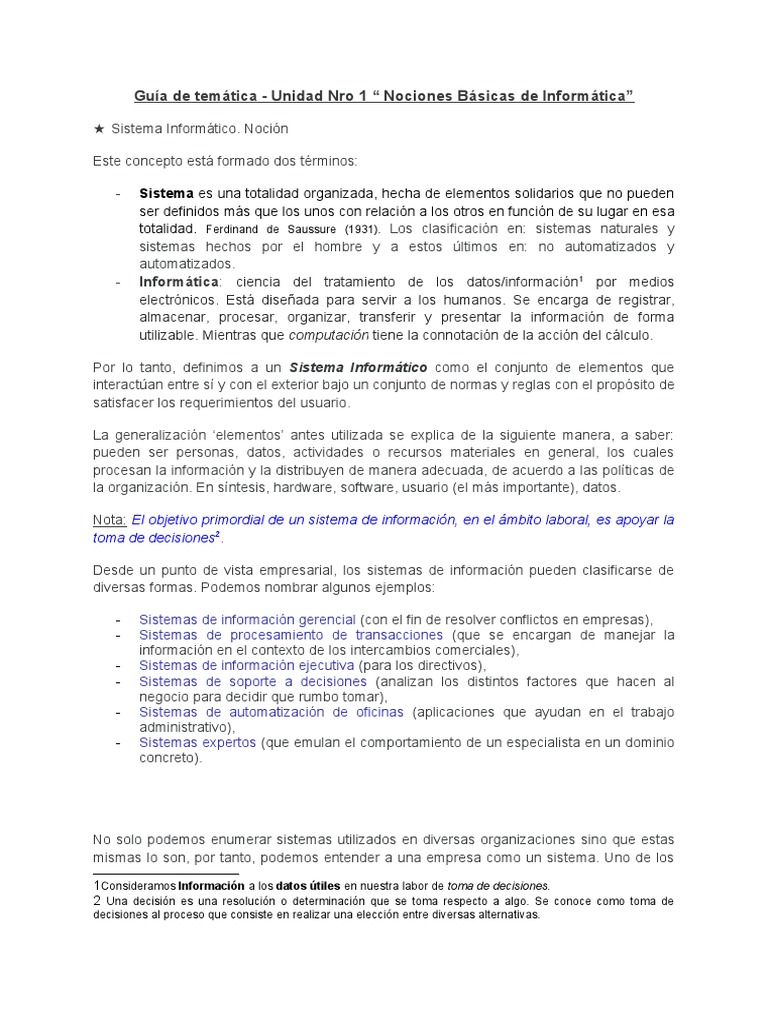 Guía Nro 1 - Nociones Básicas de Informática | PDF