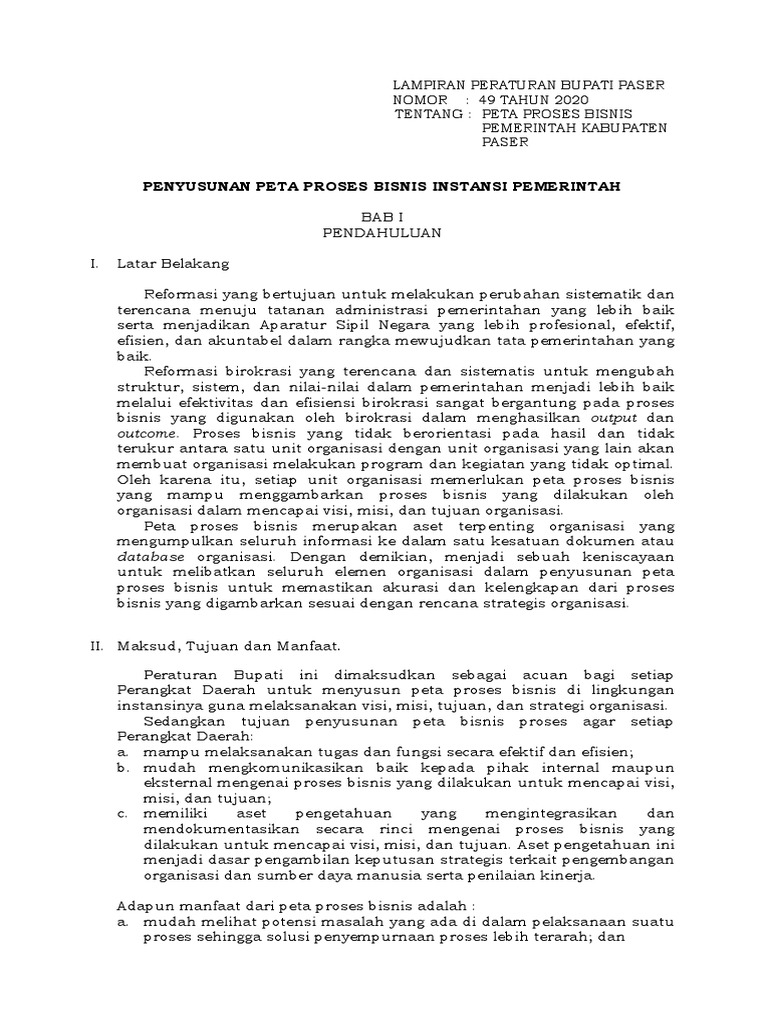 Lampiran Perbup Nomor 49 Tentang Peta Proses Bisnis Pemerintah ...