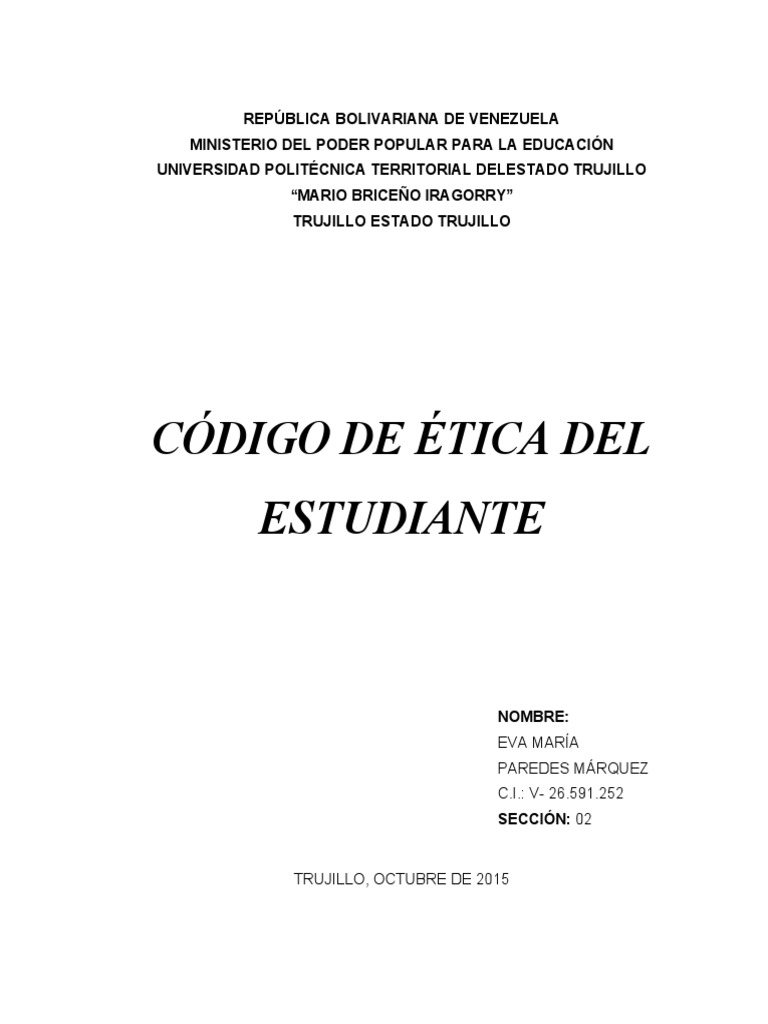 CÓDIGO DE ÉTICA DEL ESTUDIANTE | PDF | Motivación | Motivacional