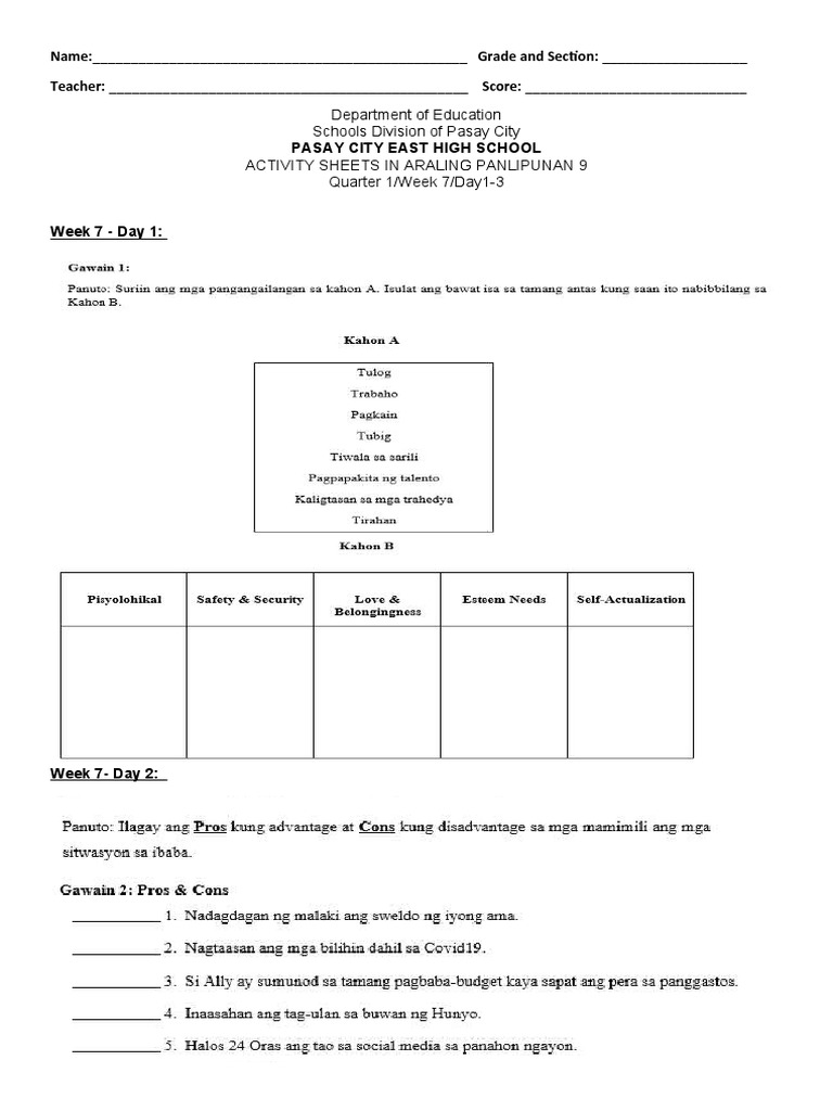 Ap9 Activity Sheet Week 7 D1 3 | PDF