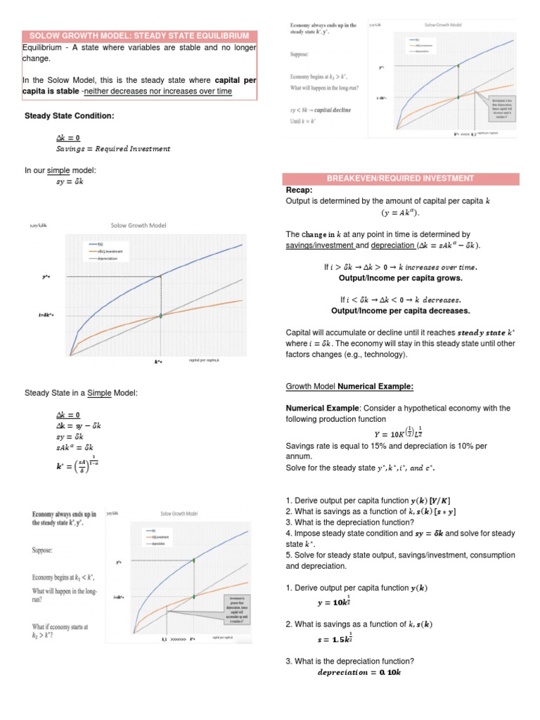 Solow Growth Model: Steady State Analysis | PDF | Economic Growth ...