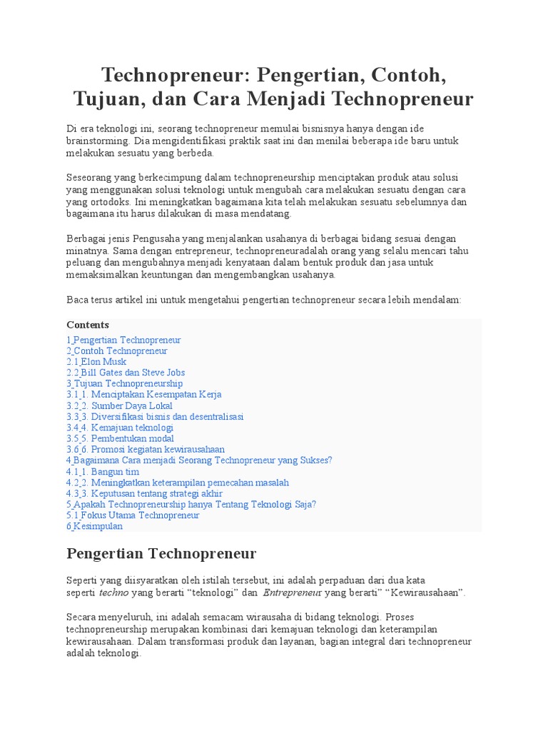 MENGERTIKAN TECHNOPRENEUR | PDF