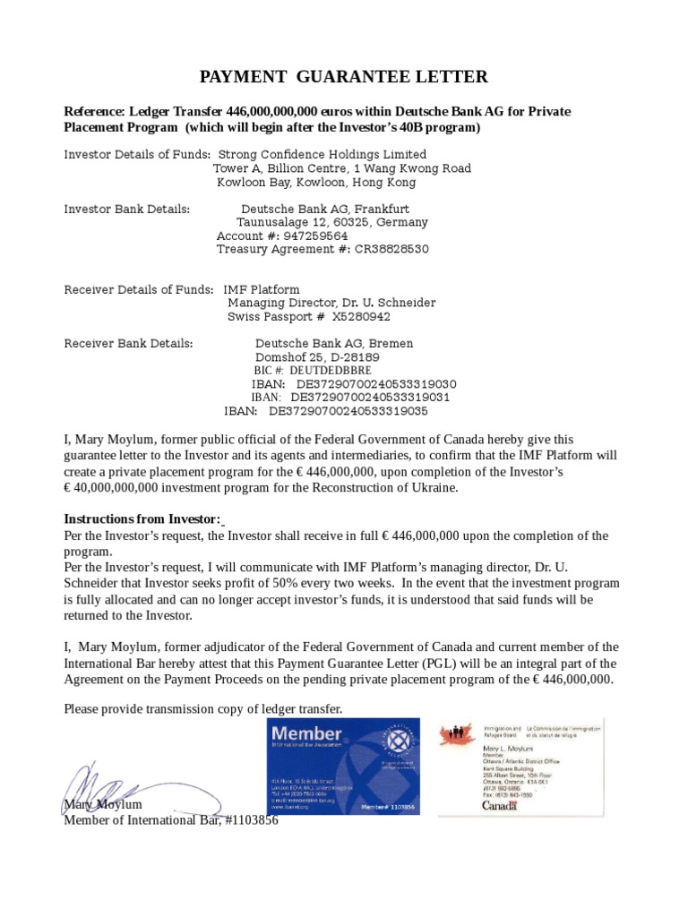 Payment Guarantee for €446M Investment | PDF | Finance & Money Management