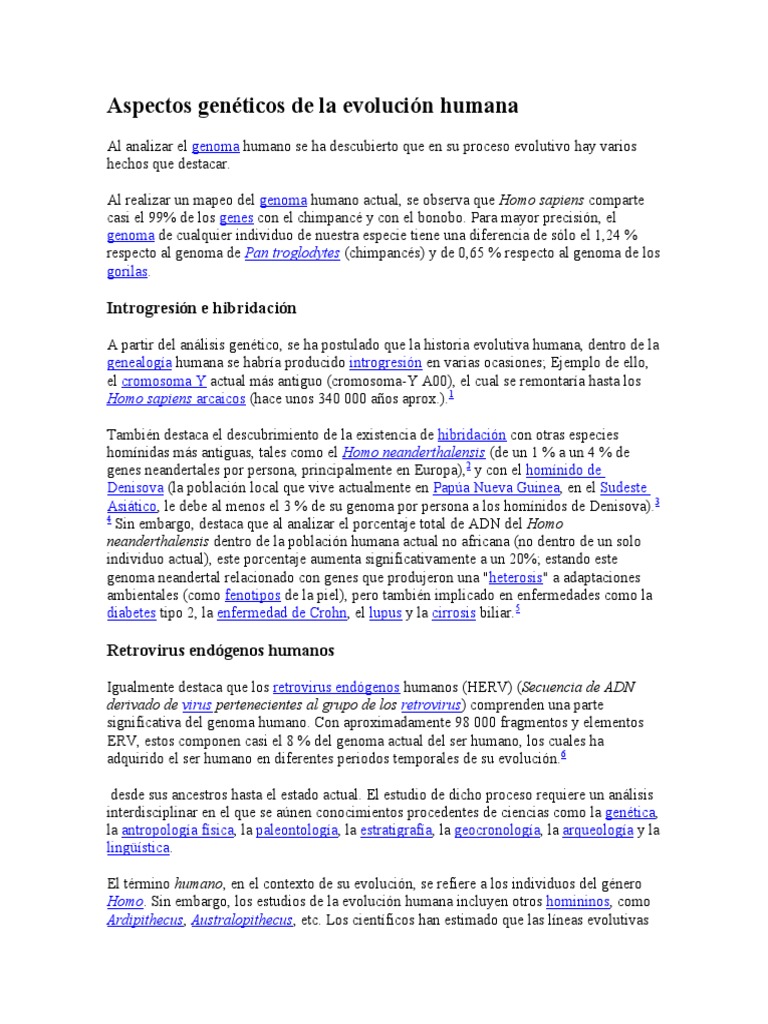 Aspectos Genéticos de La Evolución Humana | PDF