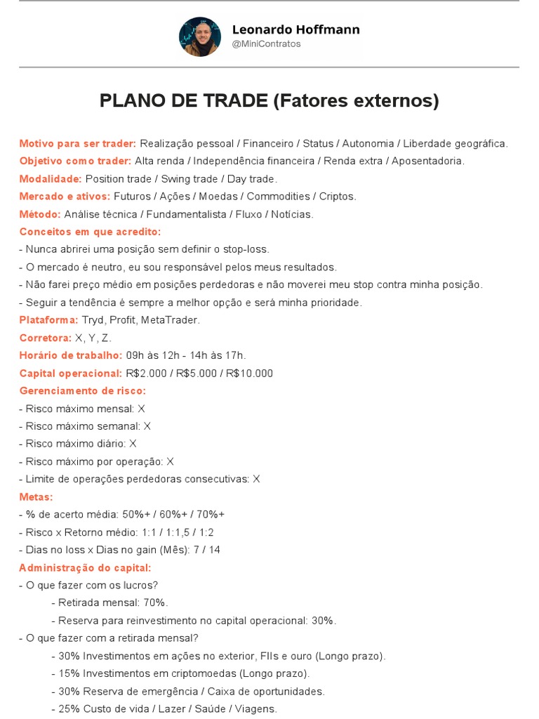 Plano de Trade | PDF | Negocios | Finanzas y dinero