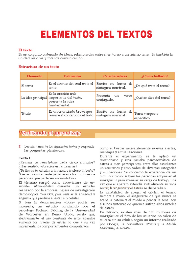 Elementos Del Texto 7mo | Descargar gratis PDF | Desorden hiperactivo y ...