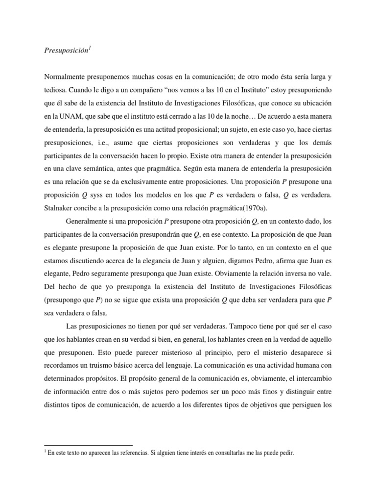Stalnaker. Presuposición | PDF