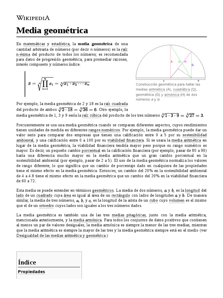 Media Geométrica | PDF | Matemáticas | Matemática Elemental