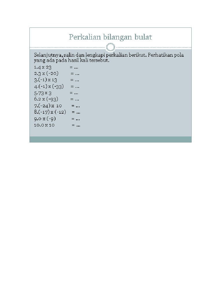 Perkalian Bilangan Bulat (Mat.t1.st2.pb 1) | PDF