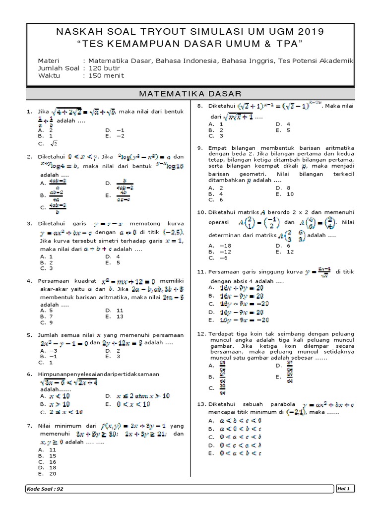 Soal K Dasar Ke-3 | PDF