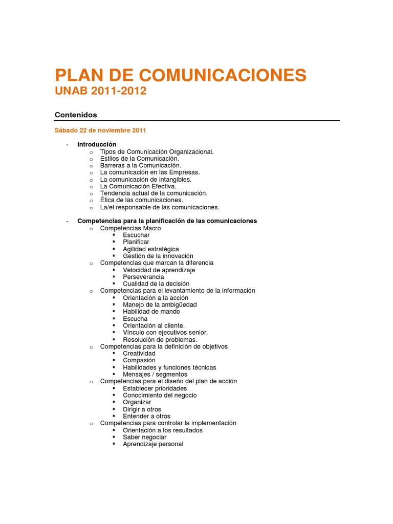 Plan de Comunicaciones | Descargar gratis PDF | Comunicación | Marca