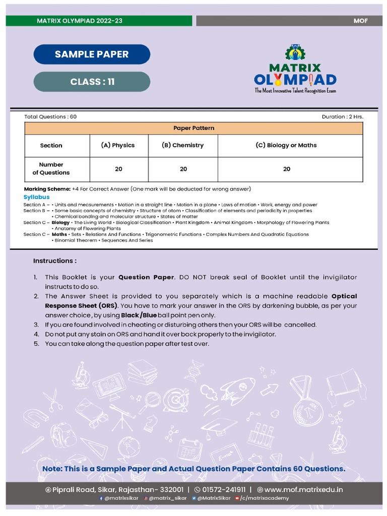 Samplepaper Class 11th | Pdf