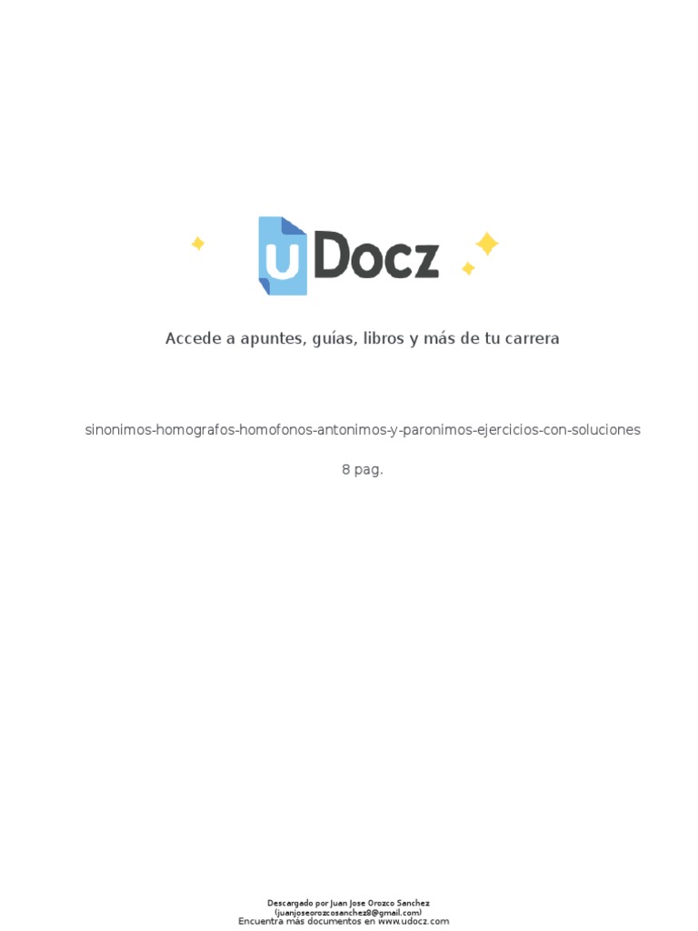 Sinonimos Homografos Homofonos Antonimos y Paronimos Ejercicios Con ...