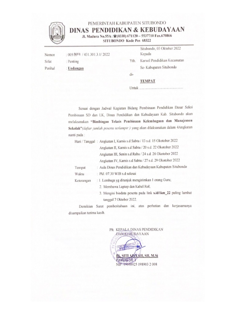 REVISI - Undangan Bimtek IKM | PDF