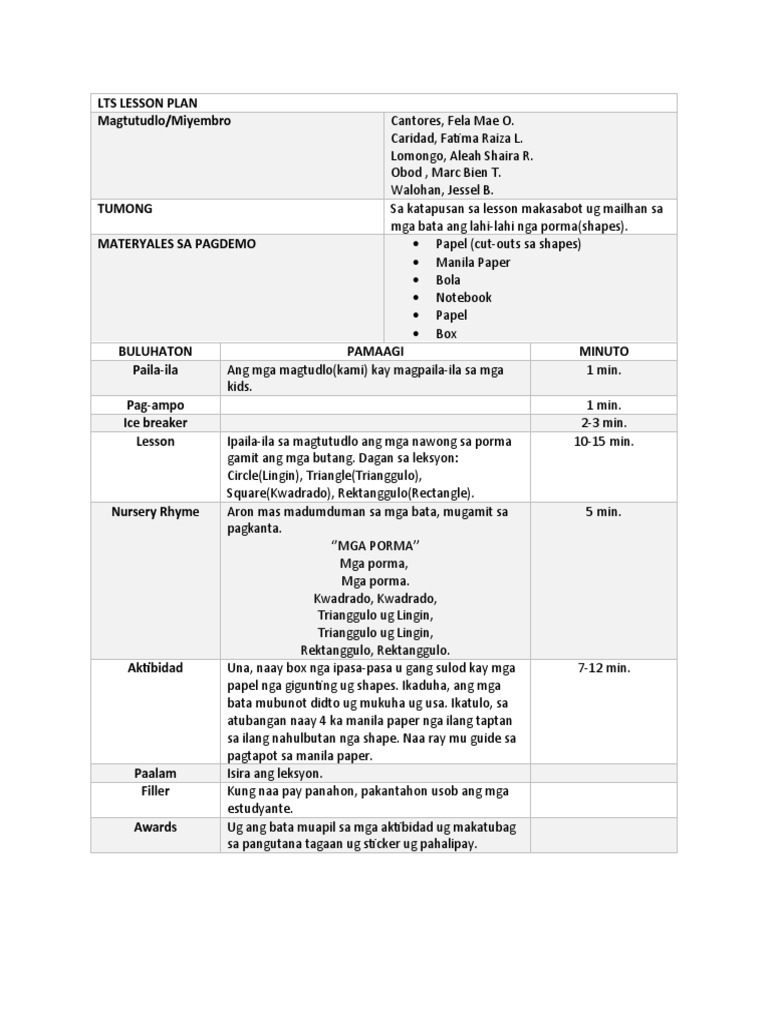 LTS-LESSON-PLAN-1 | PDF