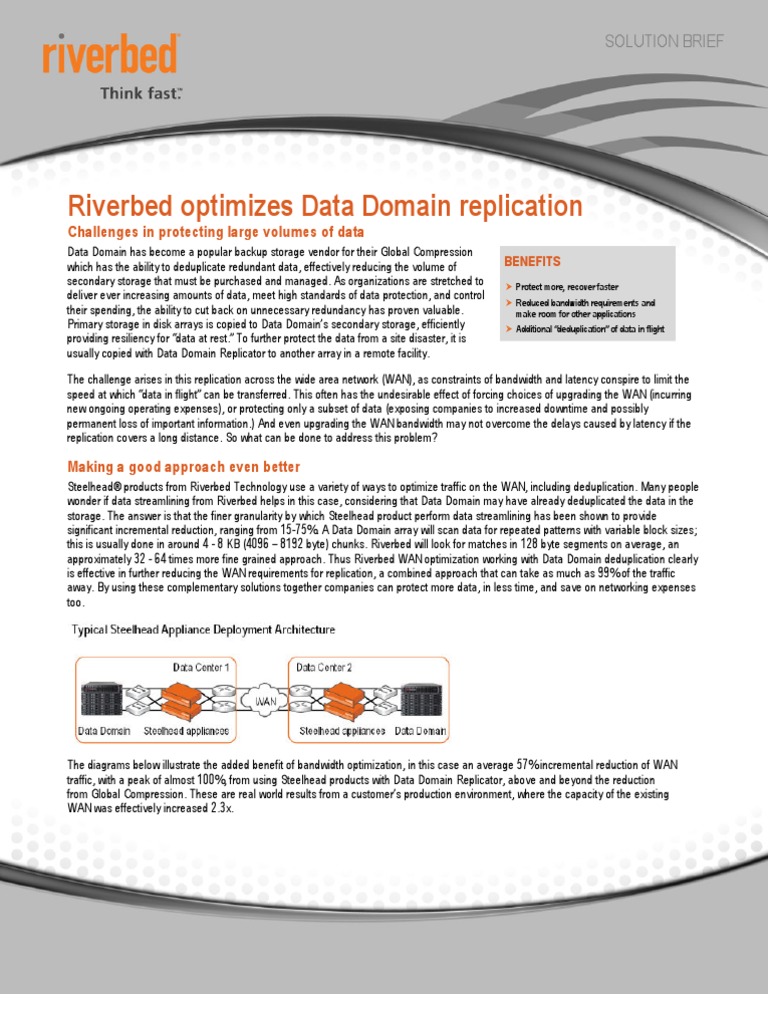 Solution Brief Riverbed Data Domain | PDF | Replication (Computing) | Computer Data Storage