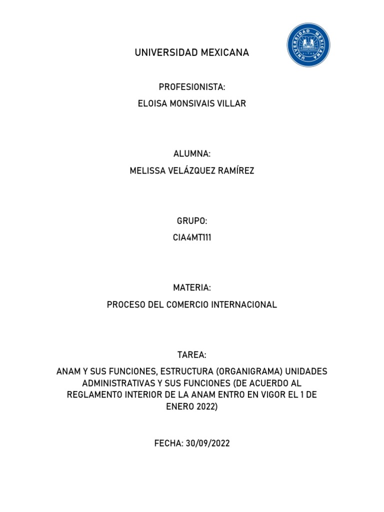 Estructura y Funciones de la ANAM | PDF | aduana | Gobierno