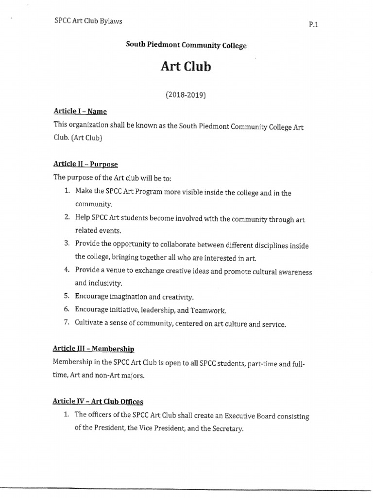 Art Club by Laws | PDF