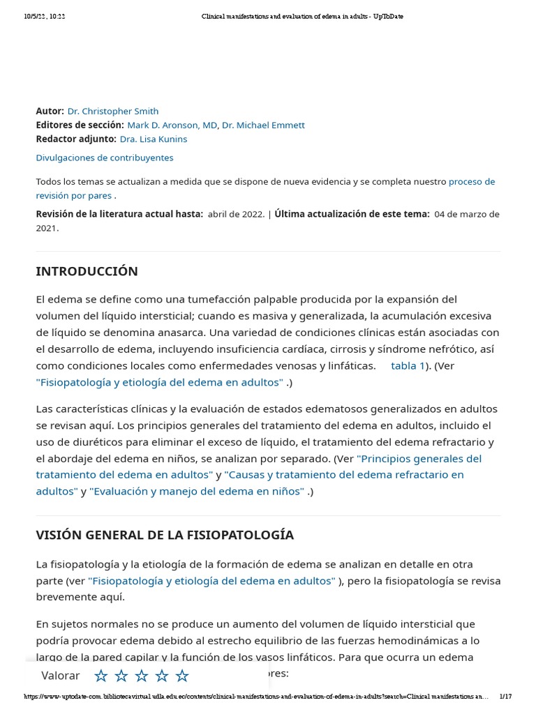 Clinical Manifestations and Evaluation of Edema in Adults - UpToDate ...