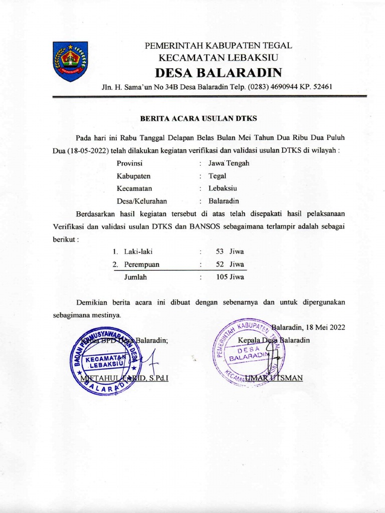 Ba Usulan DTKS Mei20220520 - 09322076 | PDF