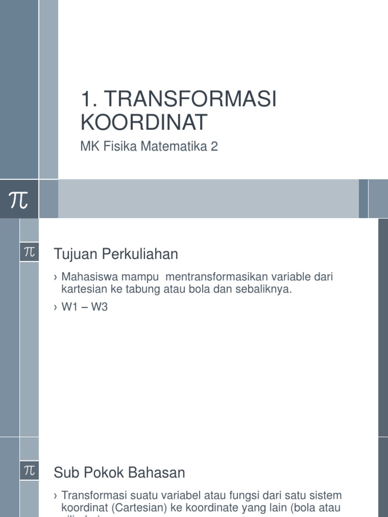 1 - Transformasi Koordinat | PDF | Metode & Bahan Ajar | Sains & Matematika