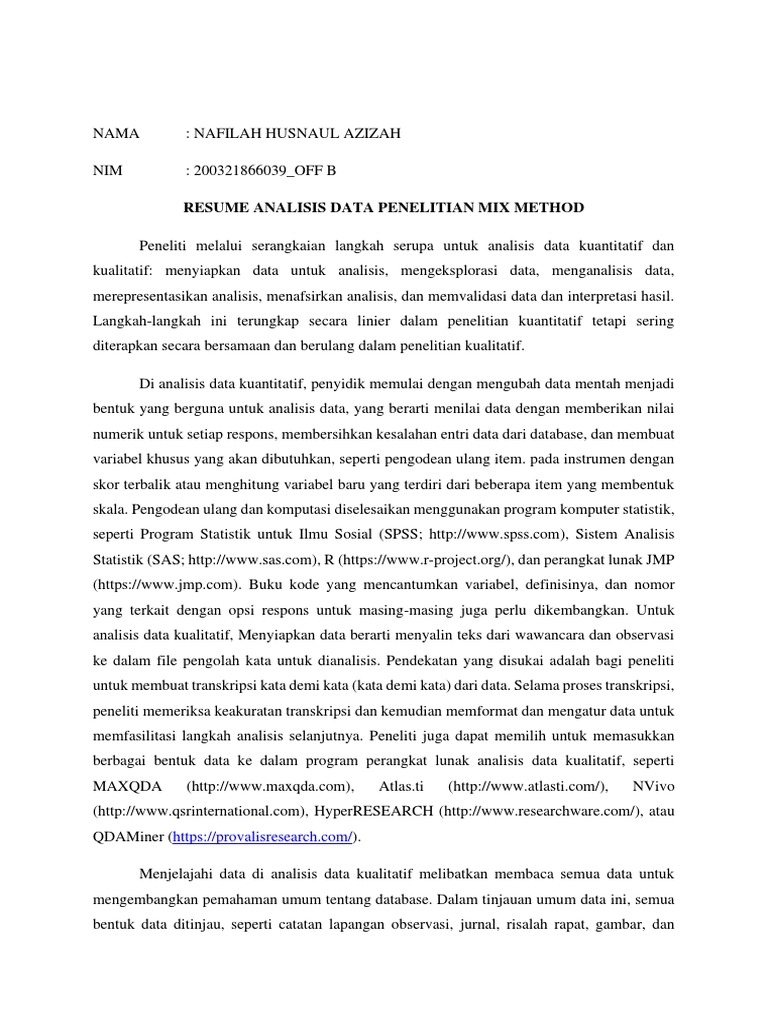 Nafilah Husnaul Azizah - Resume Analisis Data Mix Method | PDF