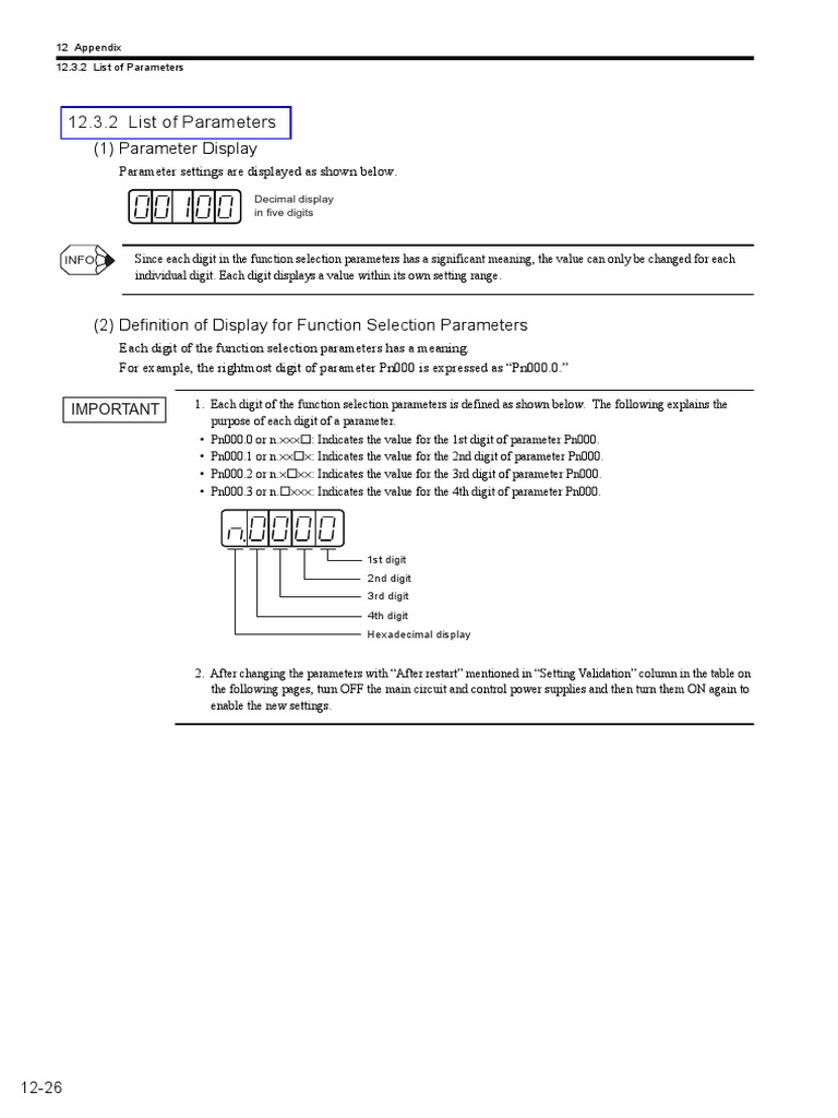 YASKAWA - SGDMs80000015d - 8 - 1 - Parameters List | PDF | Electric Motor | Computer Science