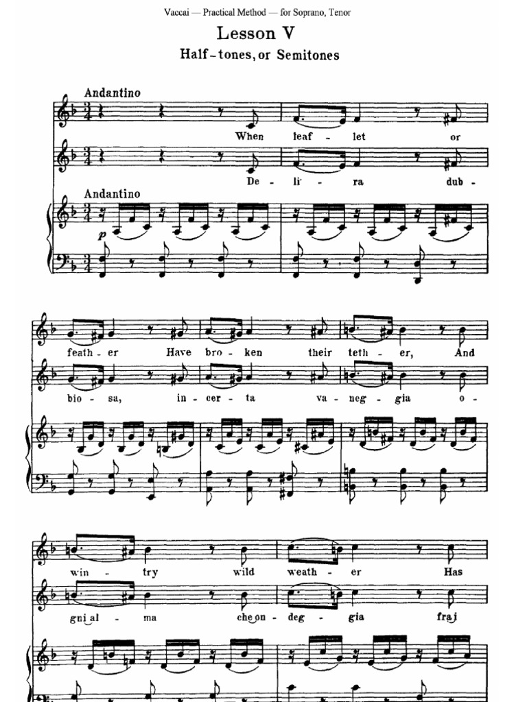 Vocal Exercises - Vaccai Grade 6 | PDF