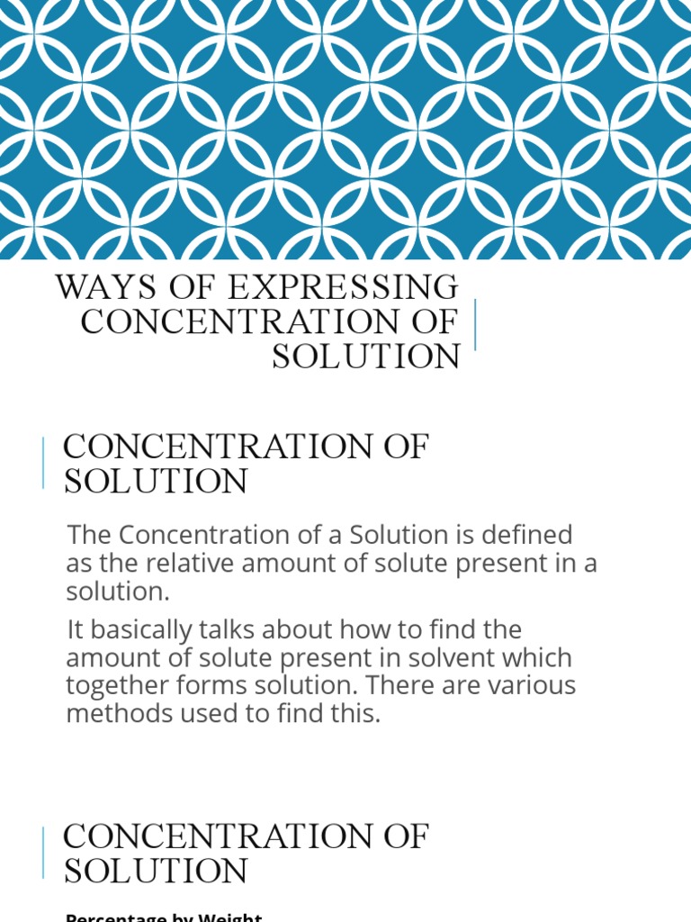 Ways of Expressing Concentration of Solution | PDF