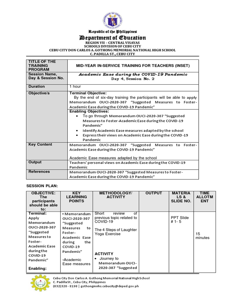 Session Guide INSET 2020 Academic Ease 2 | PDF